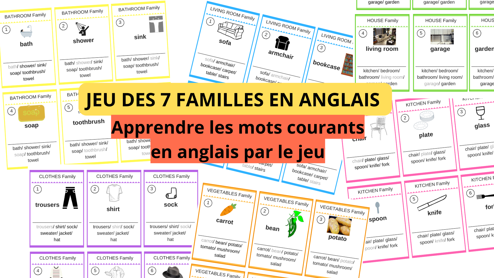Jeu des 7 familles en anglais : apprendre les mots courants en anglais ...