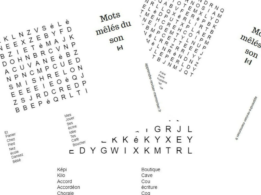 mots mêlés lecture sons complexes - Apprendre, réviser, mémoriser