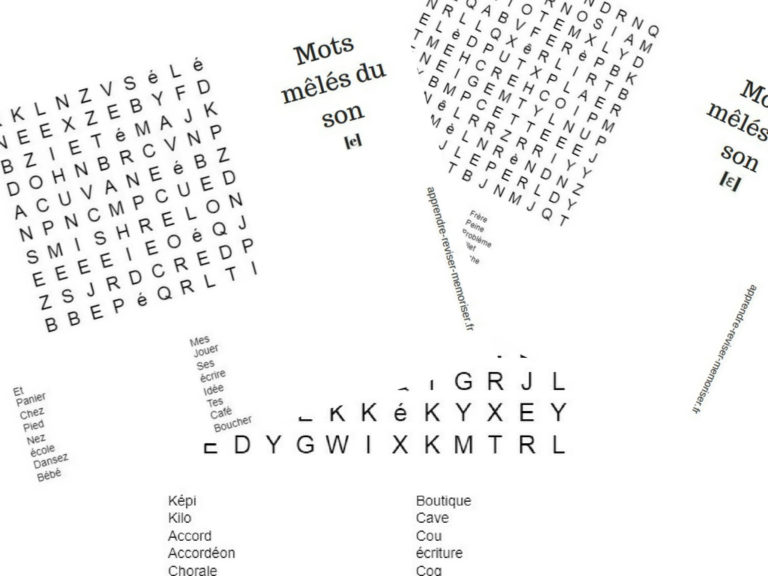 mots mêlés lecture sons complexes - Apprendre, réviser, mémoriser