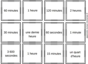Memory des durées : un jeu pour réviser les durées