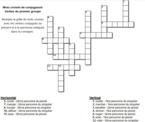 Mots croisés de conjugaison au présent- trois groupes