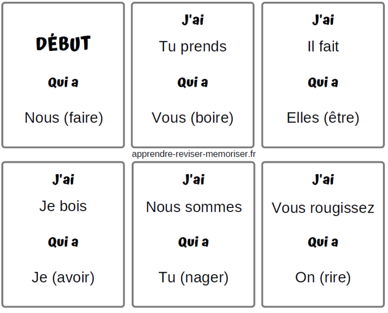 Un jeu pour réviser la conjugaison des verbes au présent (J'ai, Qui a)