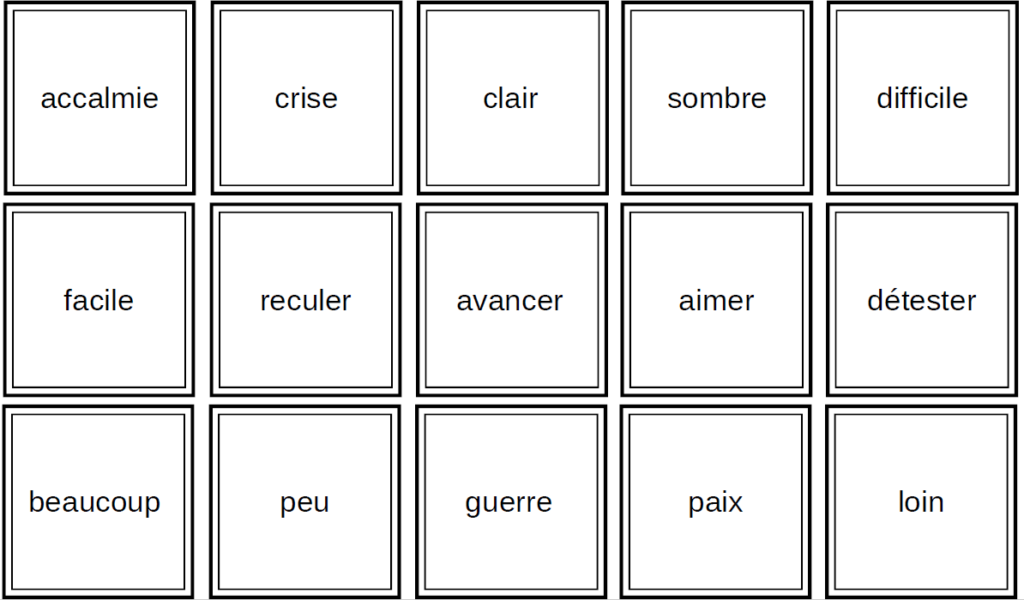 Memory des antonymes : jeu de vocabulaire sur les contraires en français