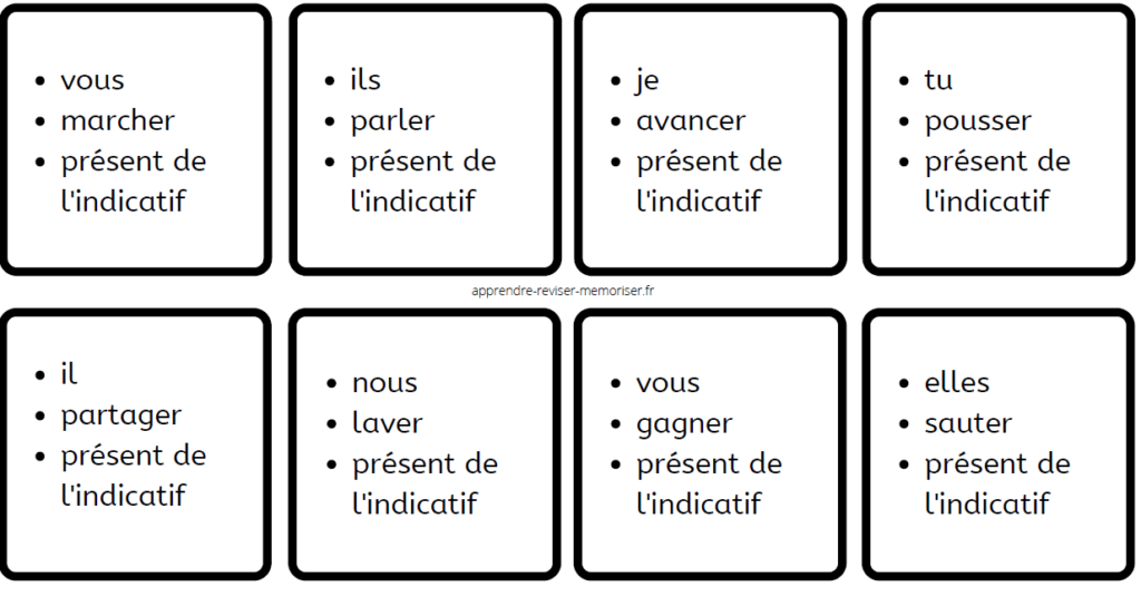 Dominos de conjugaison du présent de l'indicatif (3 groupes + auxiliaires)