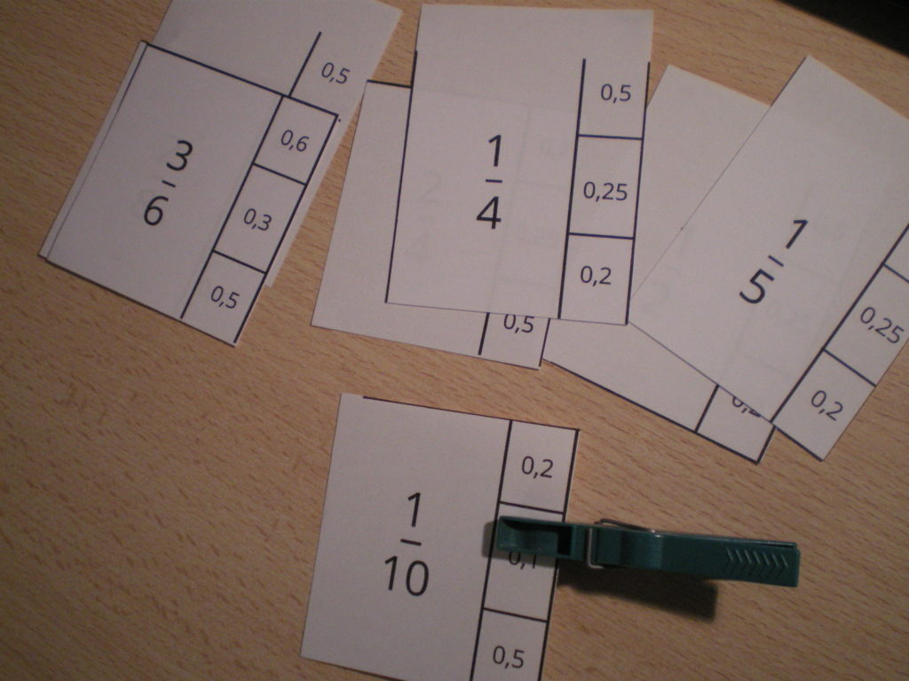 Jeu de cartes pour travailler l'égalité entre fractions et nombres décimaux