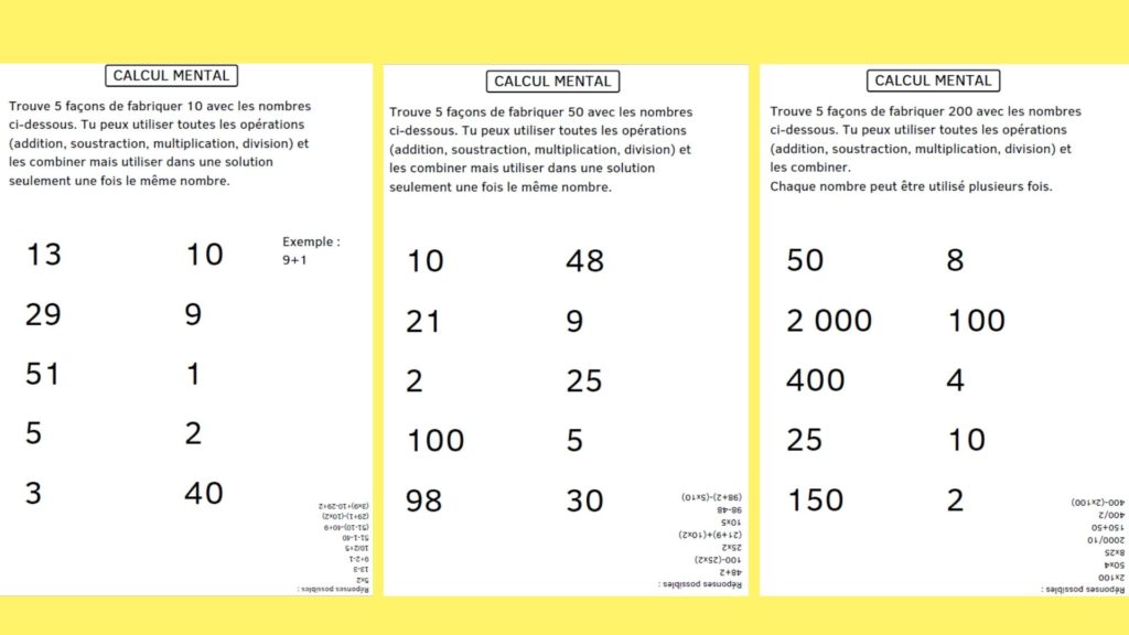 6 casse-têtes de calcul mental (8 ans et +)