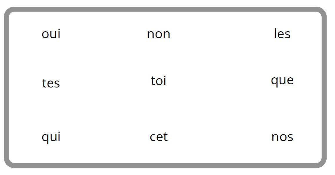 Jeu de lecture des mots outils (fluidité et rapidité de lecture ...