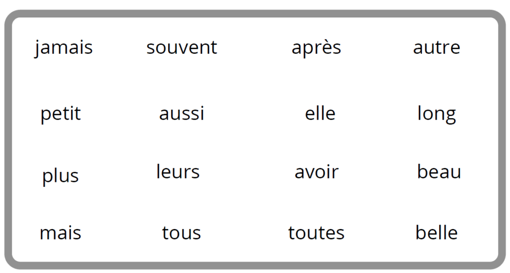 Jeu de lecture des mots outils (fluidité et rapidité de lecture)