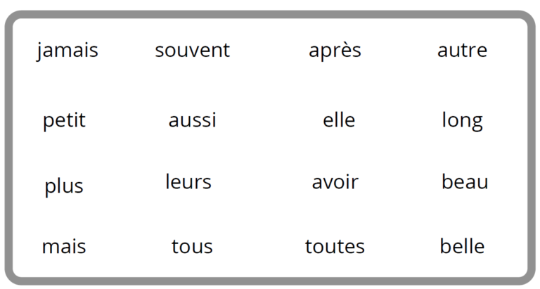 Jeu de lecture des mots outils (fluidité et rapidité de lecture)