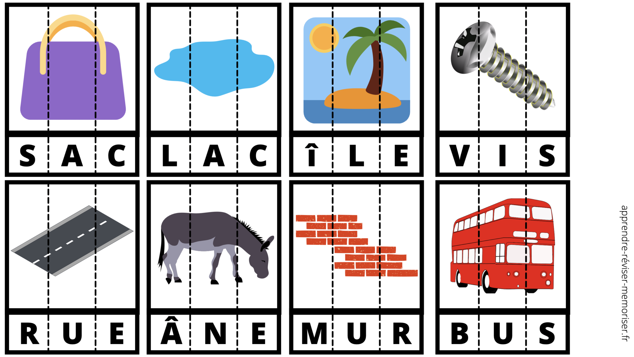 cartes de lecture mots simples - Apprendre, réviser, mémoriser