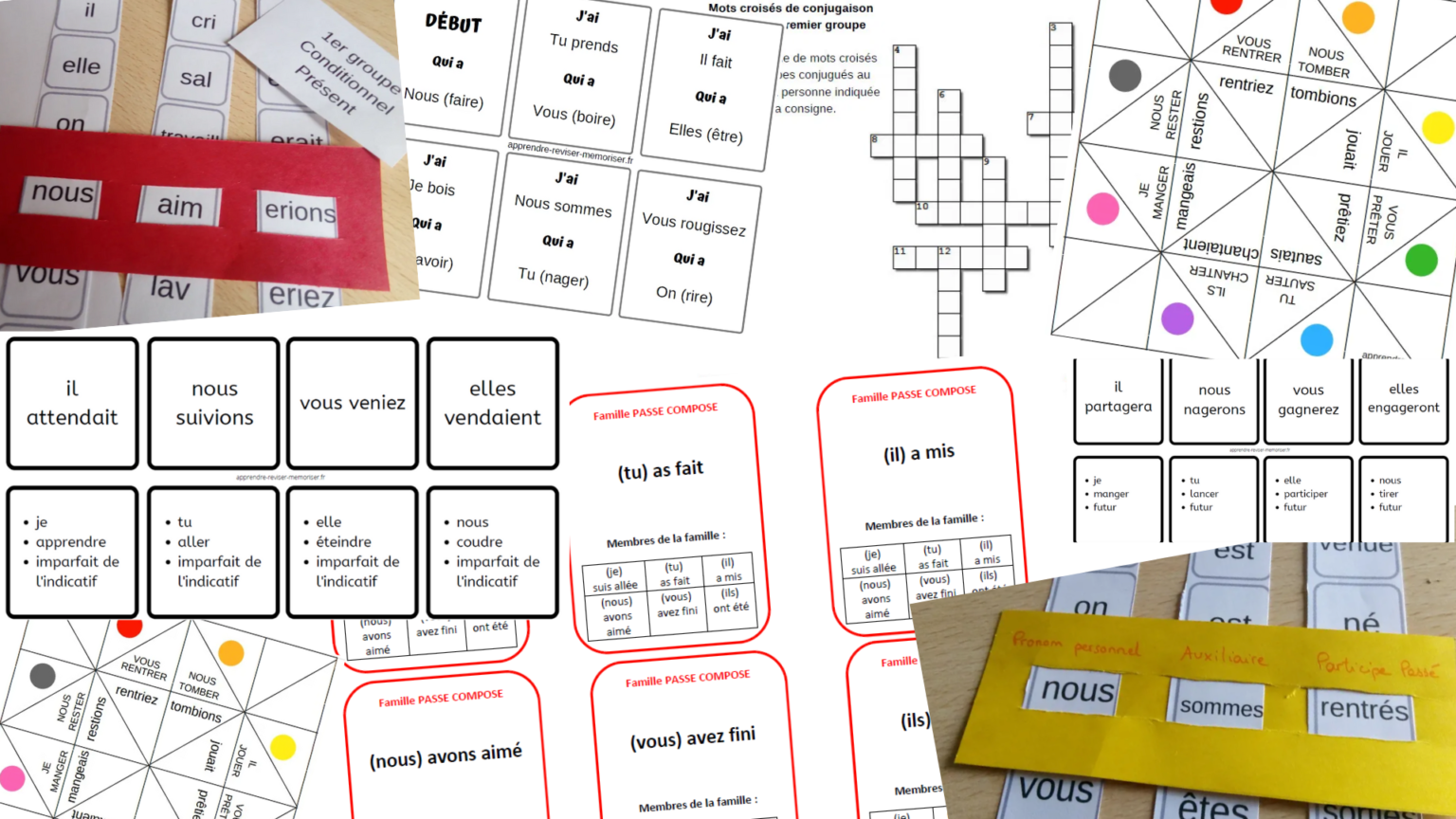 20 jeux pour conjuguer les verbes (indicatif, 3 groupes et auxiliaires)