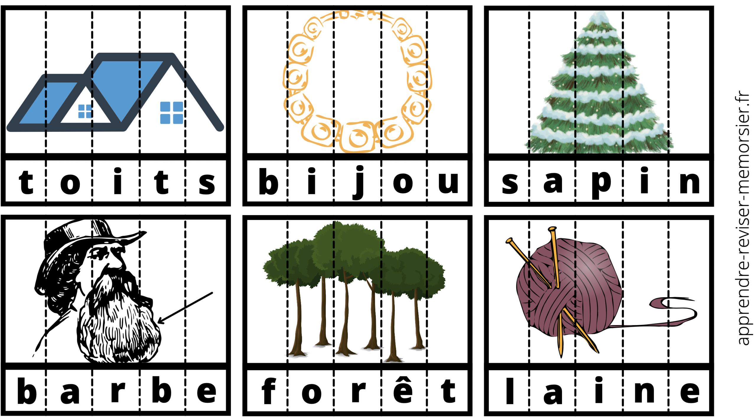 18 cartes de lecture CE1 avec des mots de 5 lettres