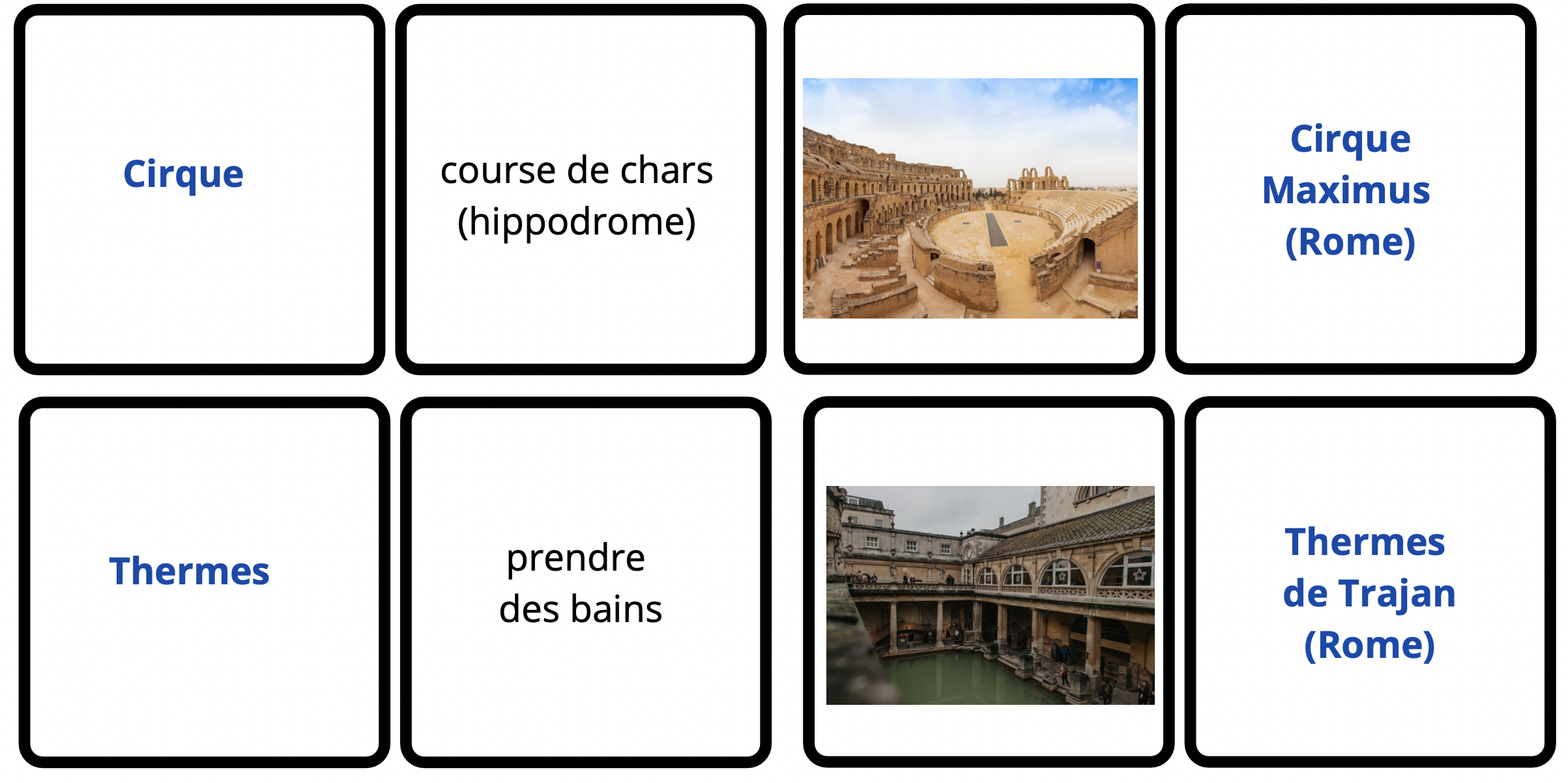 24 cartes pour réviser les monuments antiques de Rome (histoire, collège)