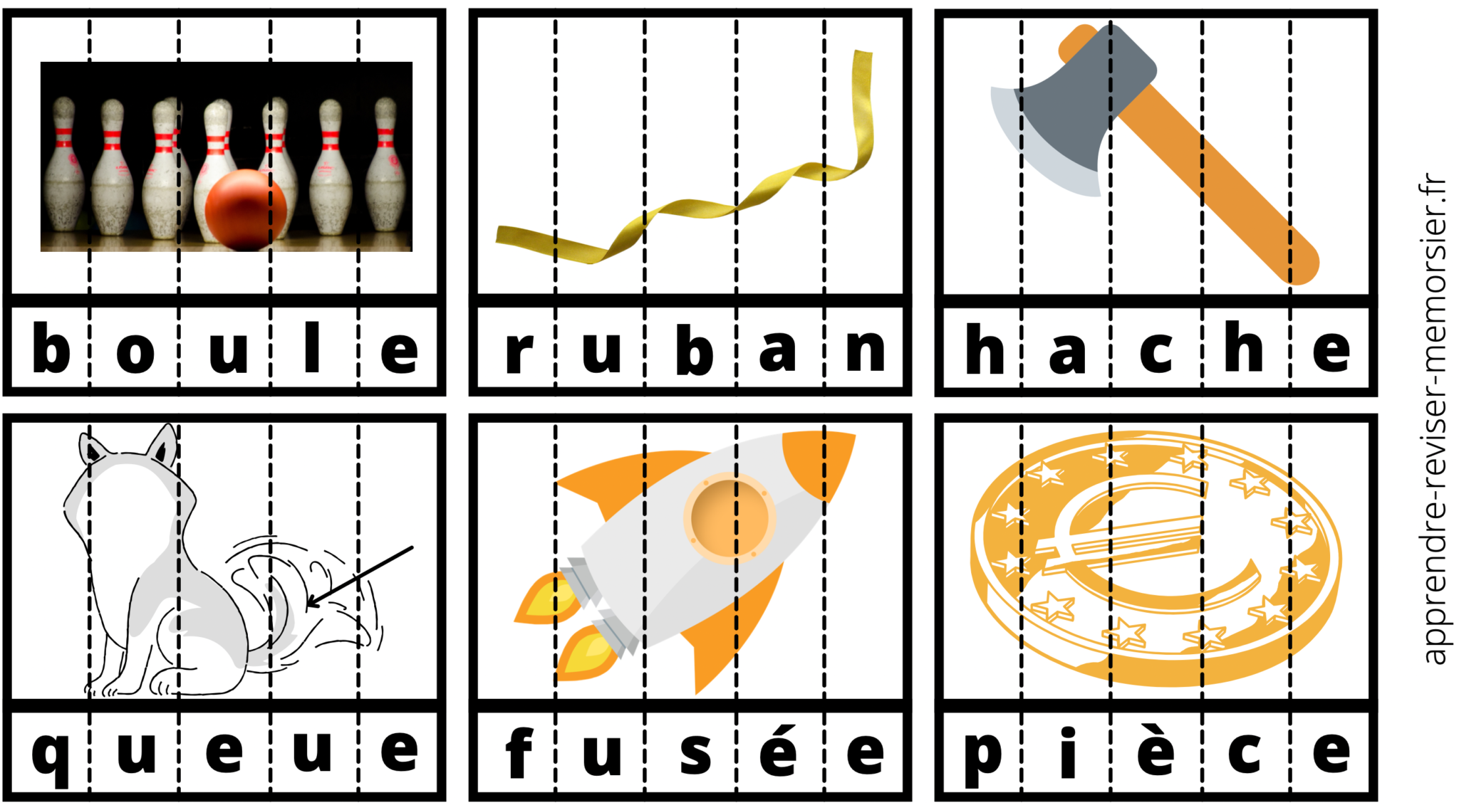 18 cartes de lecture CE1 avec des mots de 5 lettres