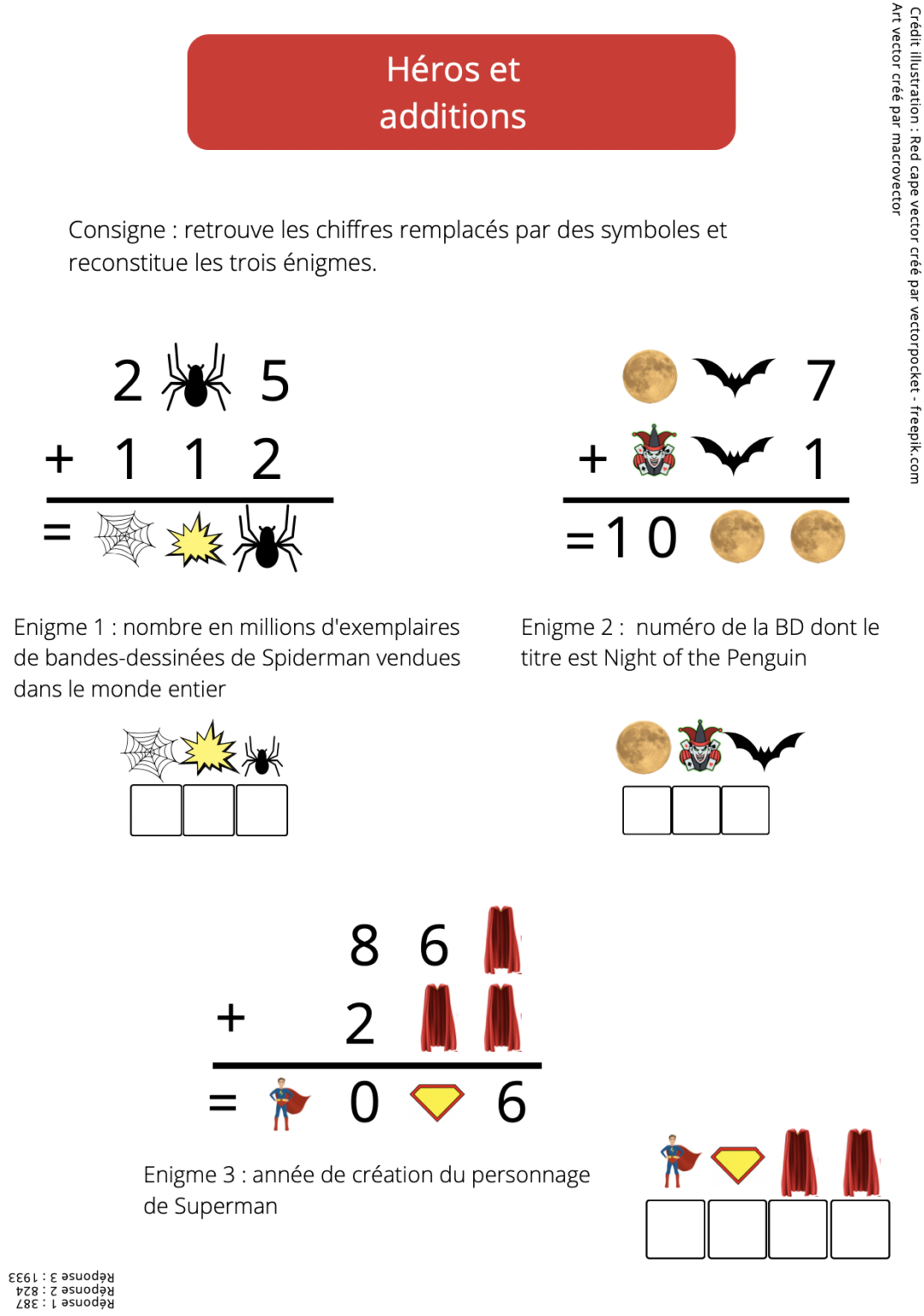 9 jeux avec les opérations (additions, soustractions et multiplications)
