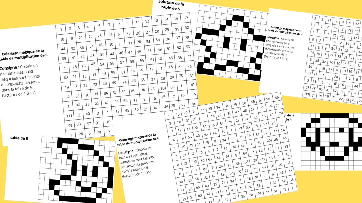 Multiplication et pixel art : 3 coloriages magiques de mathématiques