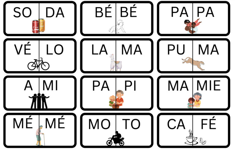 Jeu des syllabes : 36 cartes pour reconstituer des mots imagés