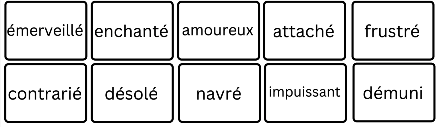 Memory des synonymes des émotions : 50 cartes de vocabulaire