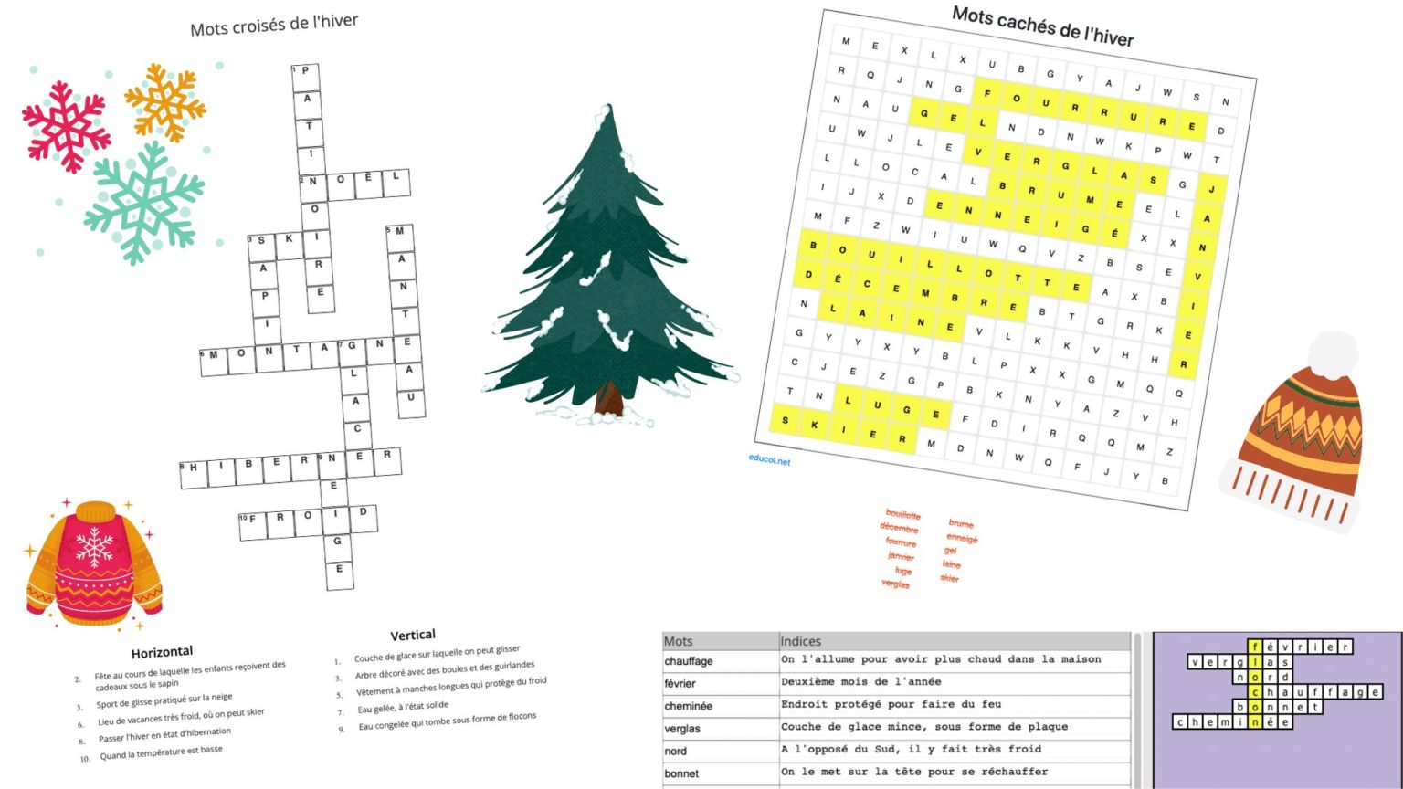jeu activite hiver vocabulaire - Apprendre, réviser, mémoriser
