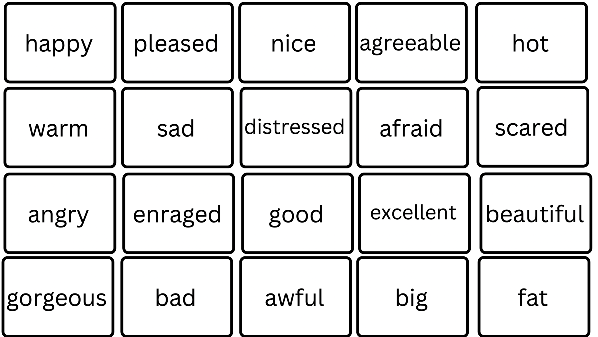 Memory des synonymes en anglais : 60 cartes pour travailler les adjectifs
