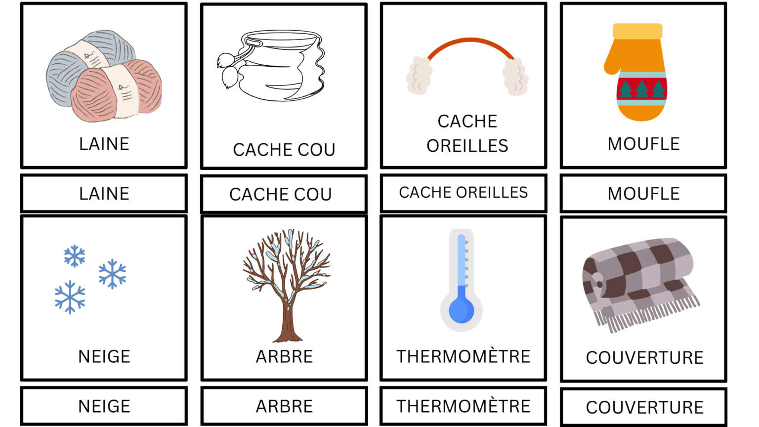 3 grilles faciles de mots croisés sur le thème de l'hiver