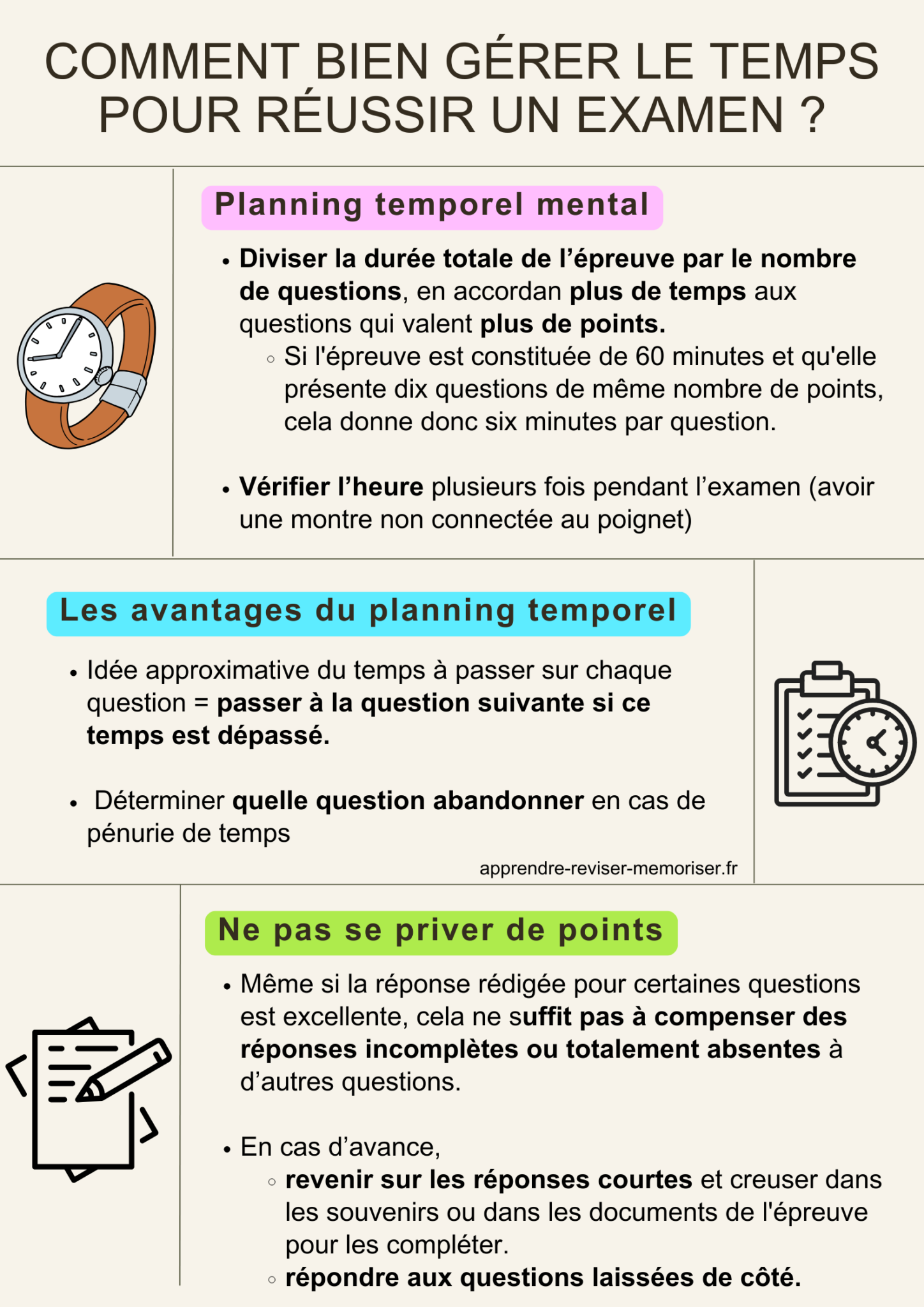 Comment bien gérer le temps pour réussir un examen