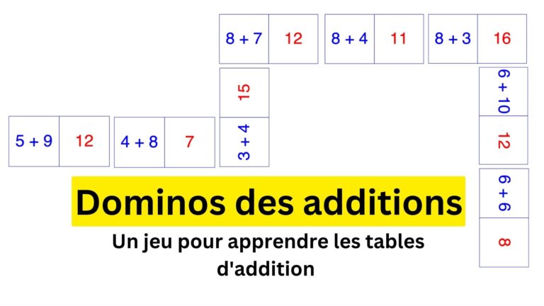 Dominos des additions : un jeu pour apprendre les tables d'addition