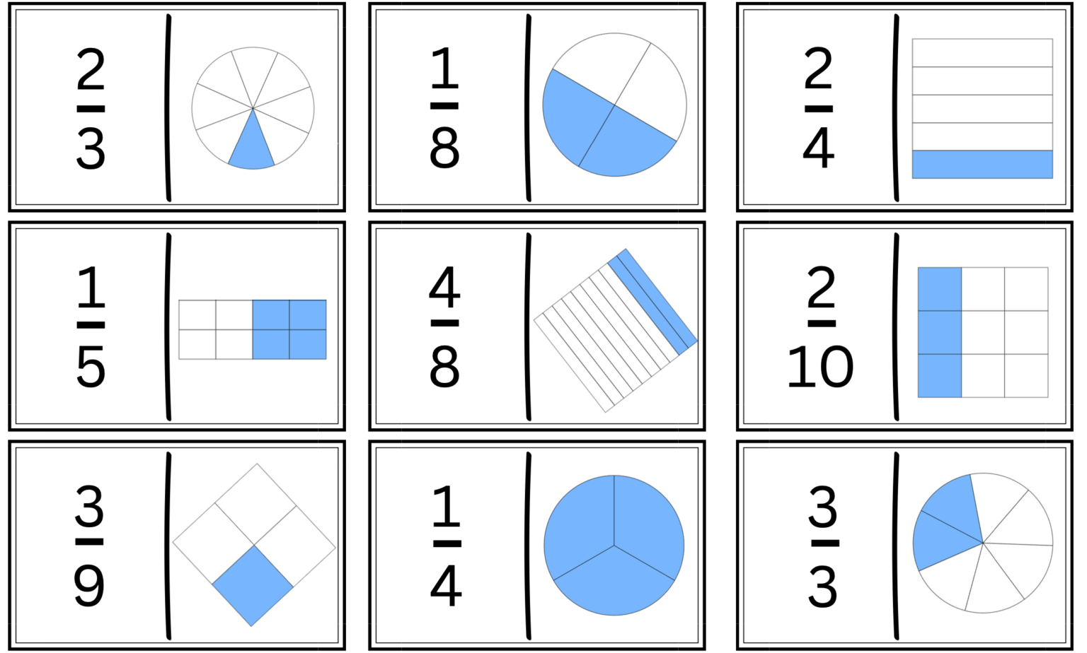 jeu avec des fractions - Apprendre, réviser, mémoriser