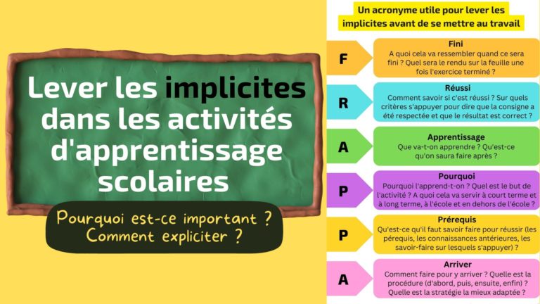 Lever les implicites dans les activites apprentissage scolaires ...