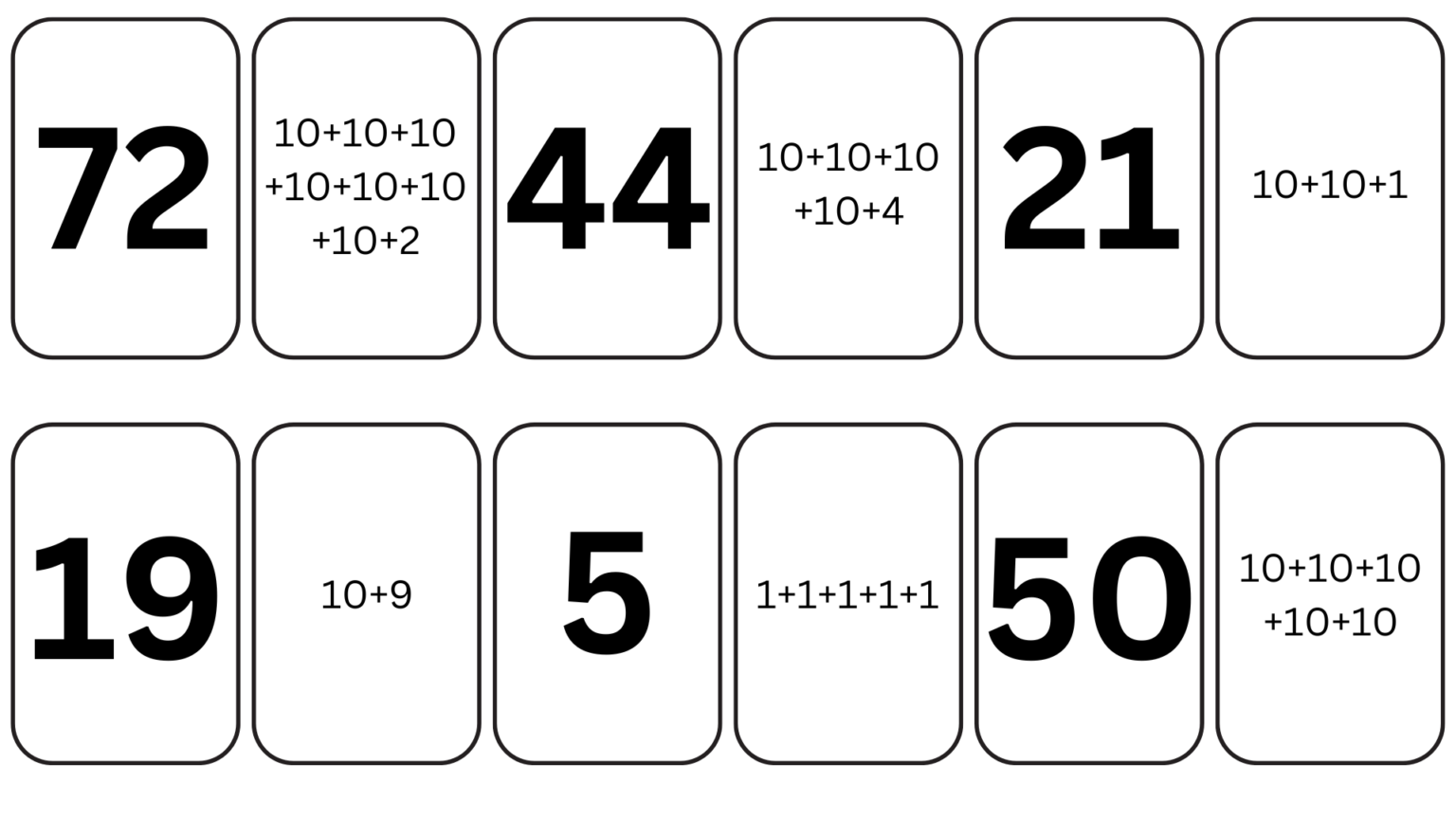 jeu mistigri nombres decomposition additive - Apprendre, réviser, mémoriser