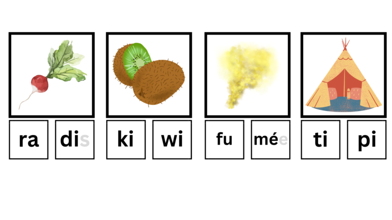 Une activité de lecture de mots de deux syllabes : 16 mots à ordonner