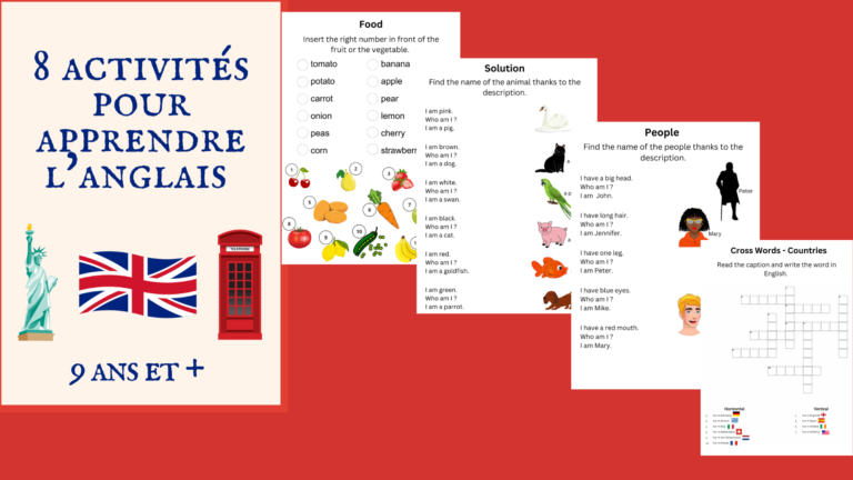 Cahier pour apprendre l'anglais à télécharger (pour les enfants)