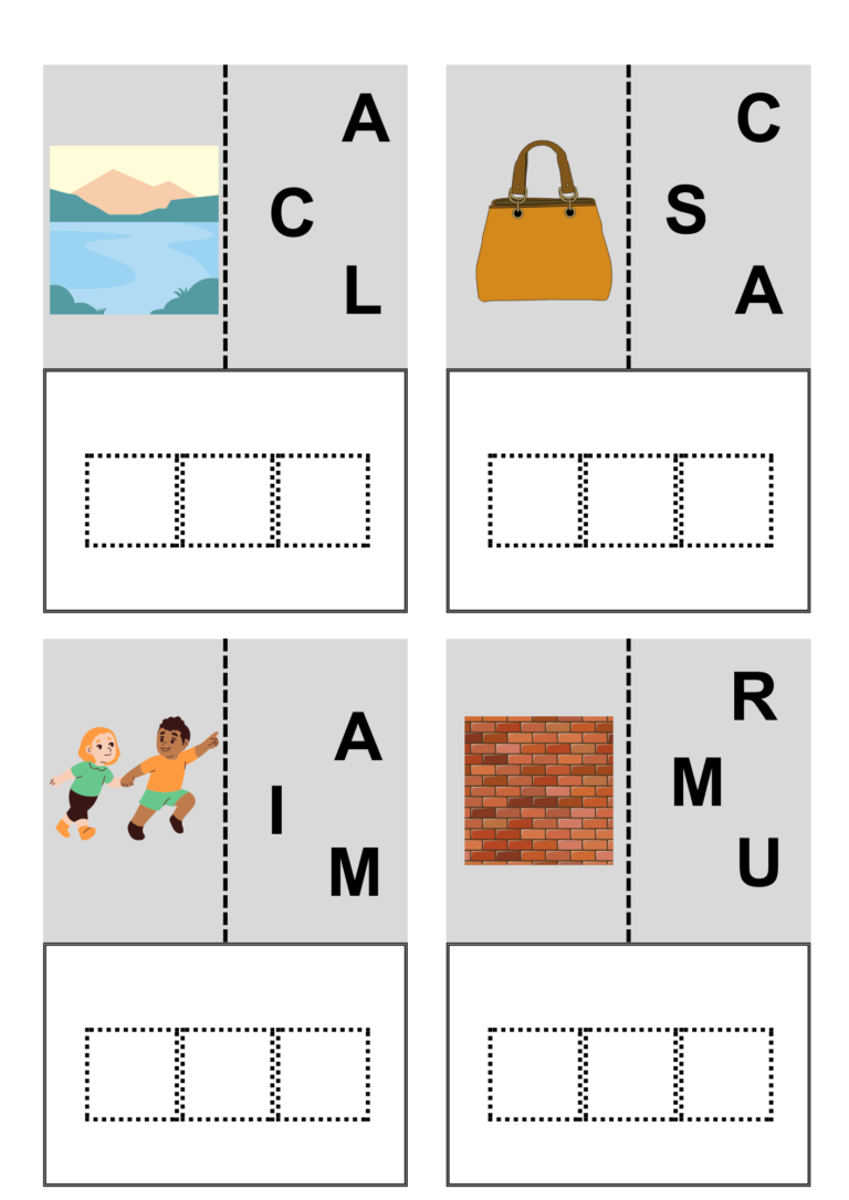 16 cartes d'encodage de mots de 3 lettres (lecture et écriture)