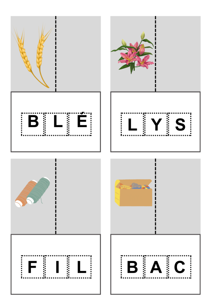 cartes lecture ecriture mots 3 lettres - Apprendre, réviser, mémoriser