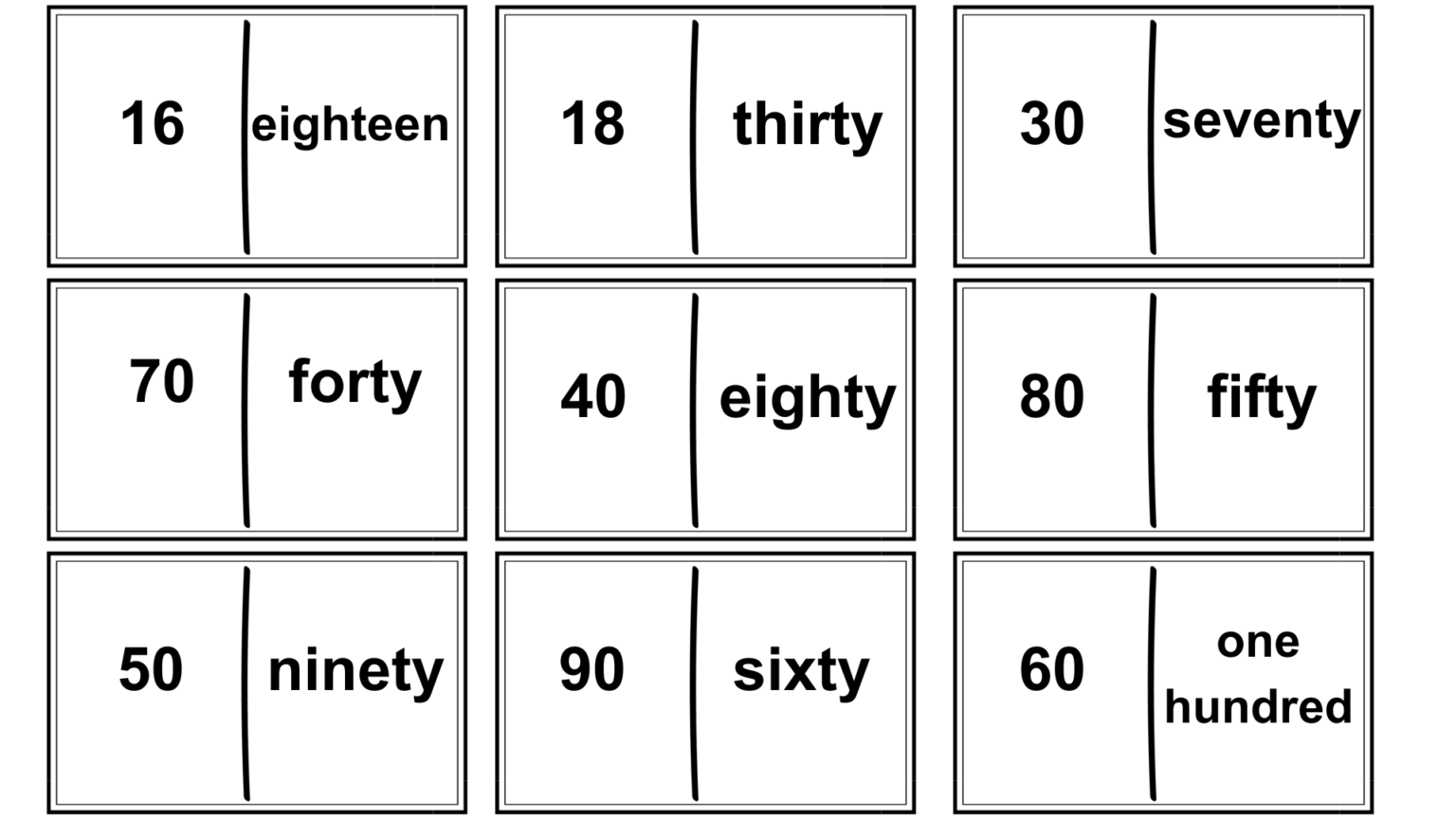 Un jeu de dominos pour apprendre le nom des nombres en anglais