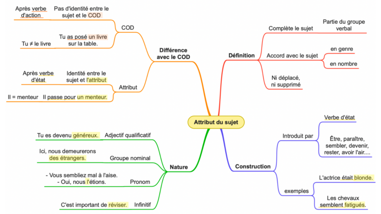 carte mentale attribut du sujet - Apprendre, réviser, mémoriser