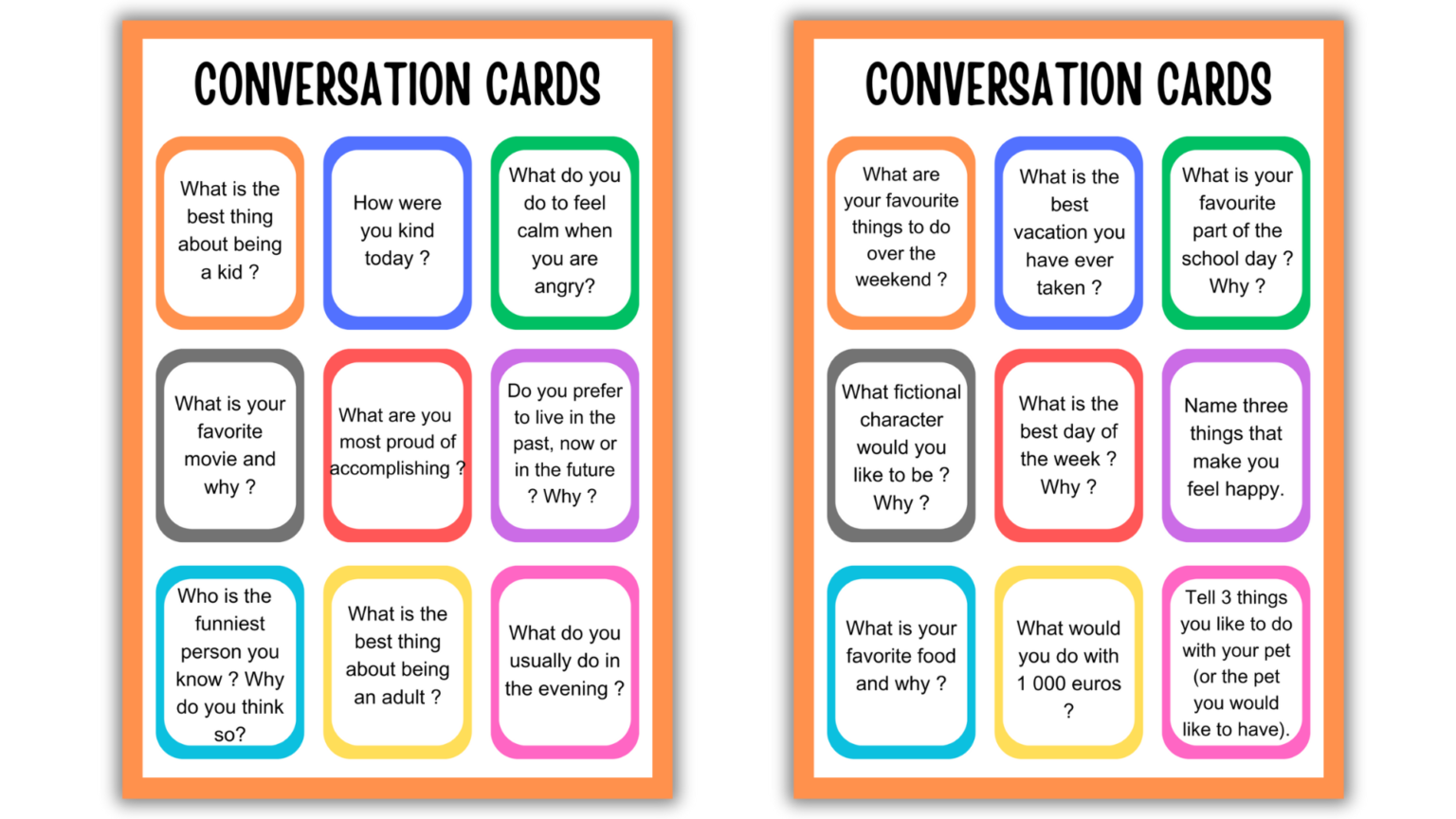 cartes de conversation en anglais - Apprendre, réviser, mémoriser