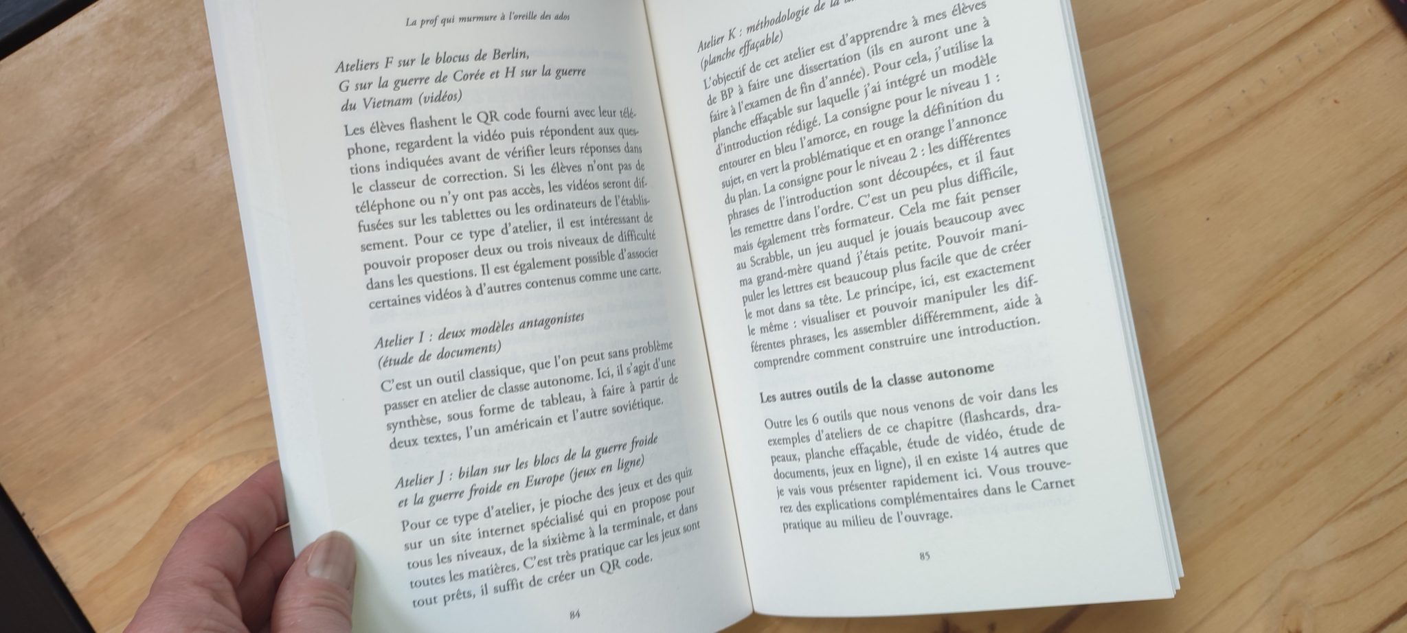 Un livre par une professeur de voie professionnelle sur la classe autonome