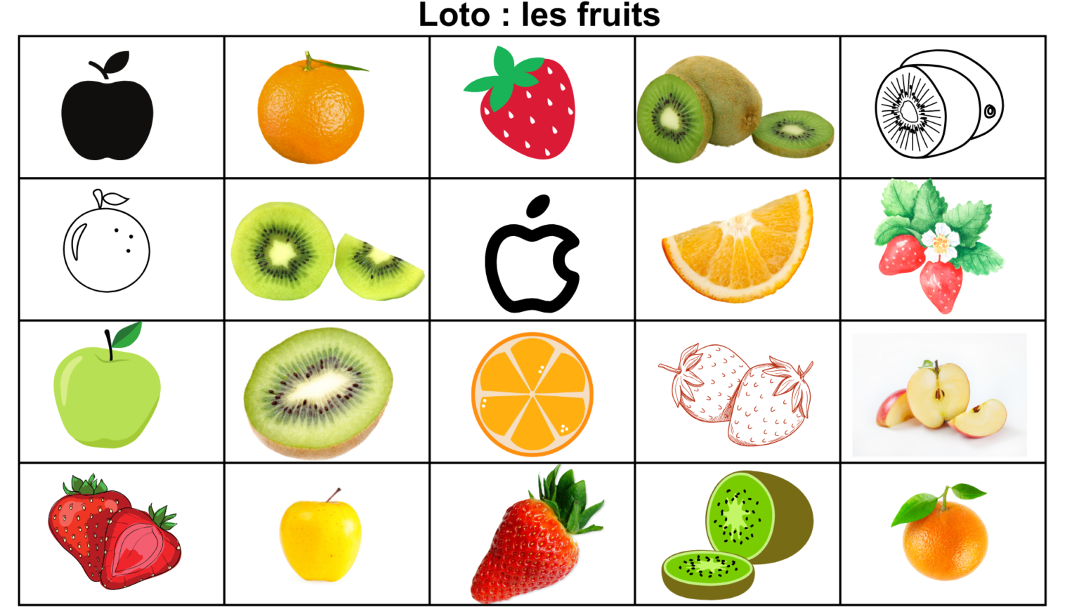 Un jeu de loto sur les fruits et légumes (maternelle)