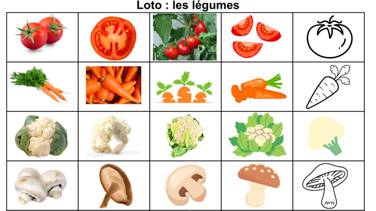 Un jeu de loto sur les fruits et légumes (maternelle)
