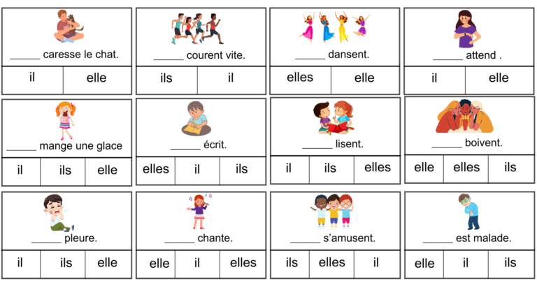 Exercices pour travailler les pronoms personnels (singulier/ pluriel)