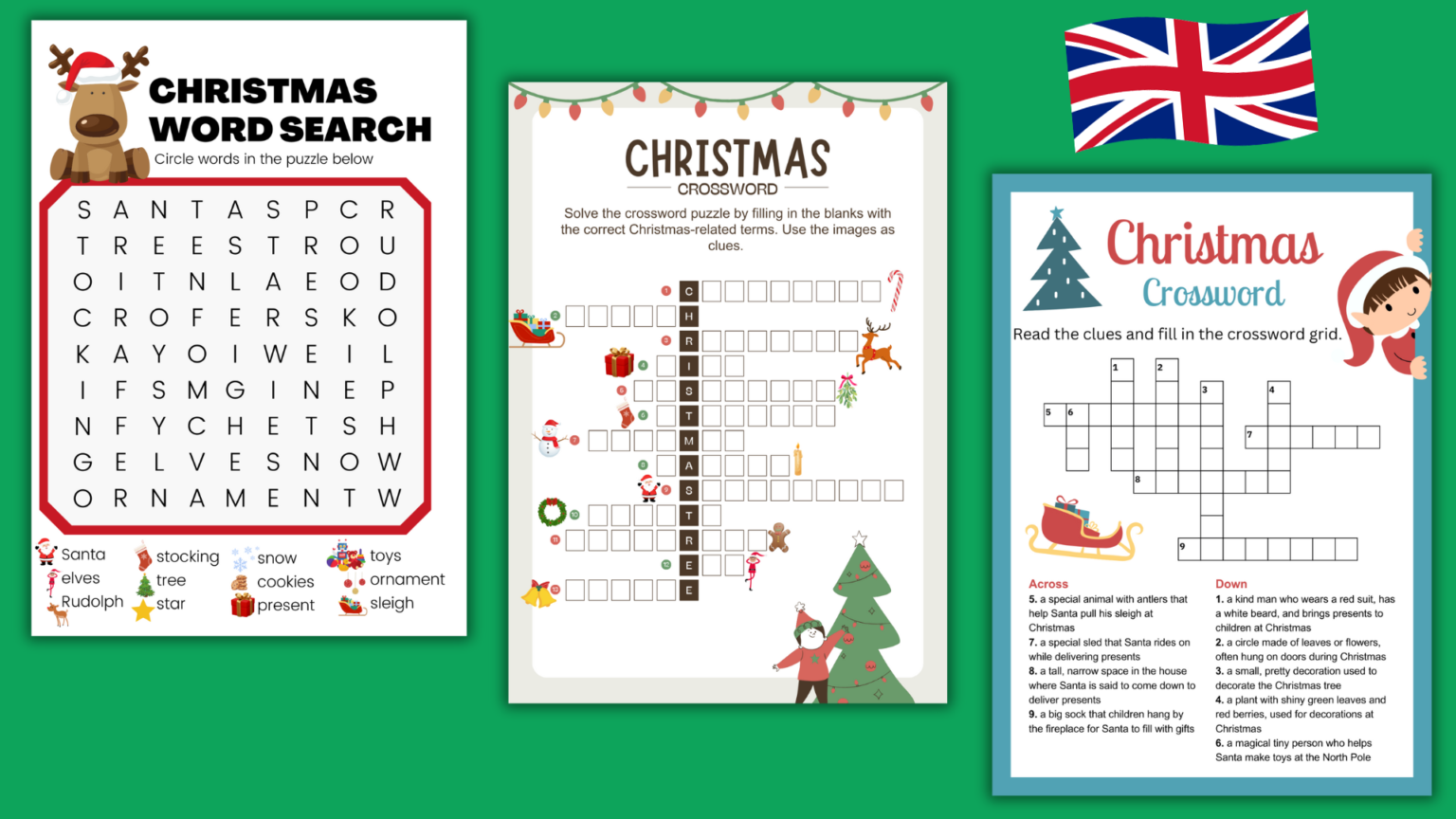 Christmas crosswords : 3 jeux de mots croisés sur Noël en anglais
