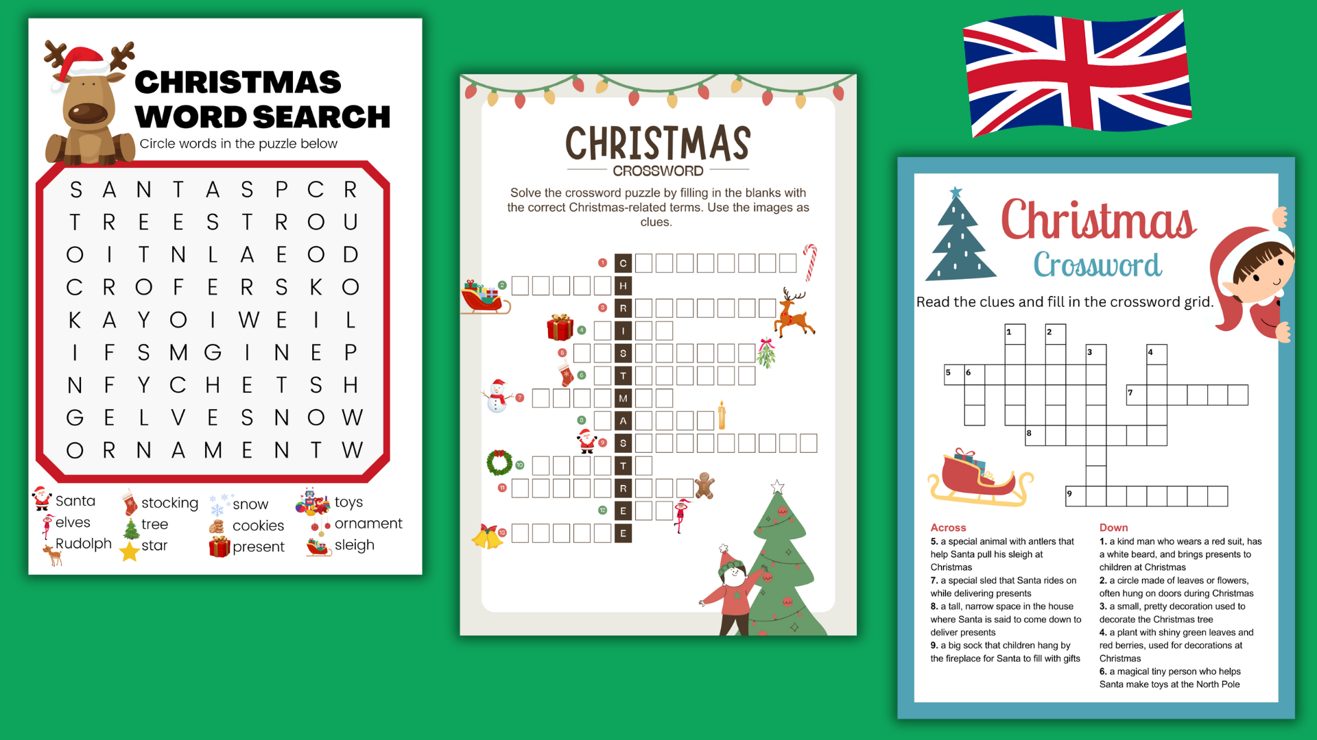 Christmas crosswords : 3 jeux de mots croisés sur Noël en anglais