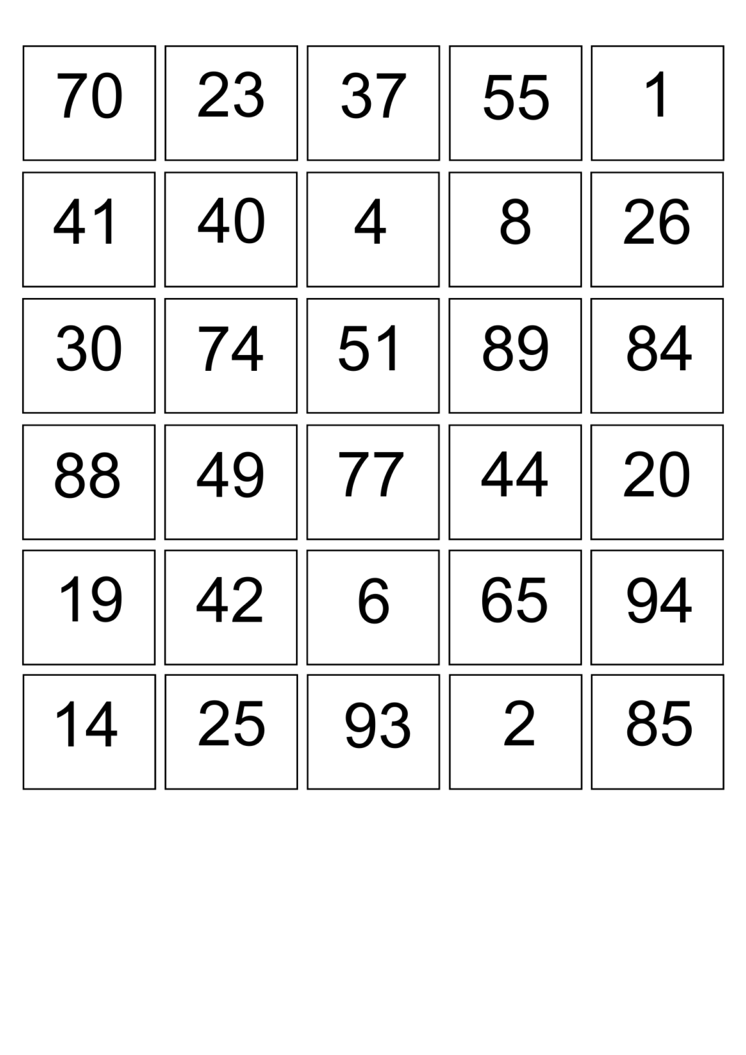 bingo nombres de 1 à 100 - Apprendre, réviser, mémoriser