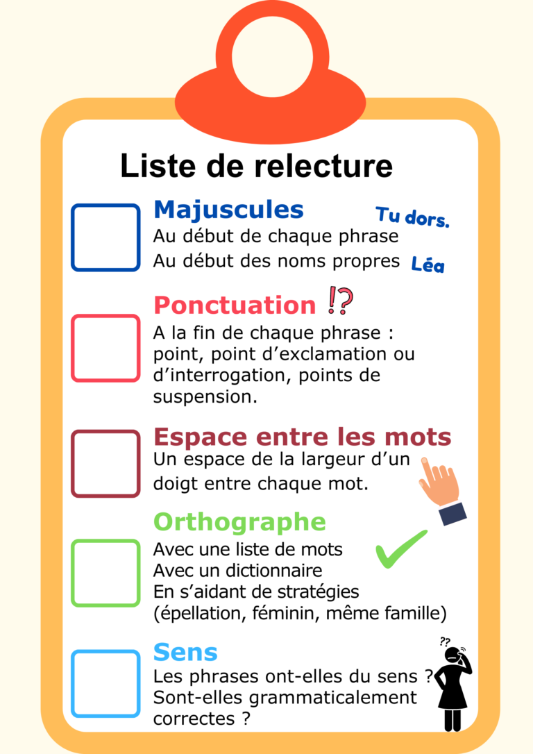 Liste pour se relire (élèves de CE1 et plus)