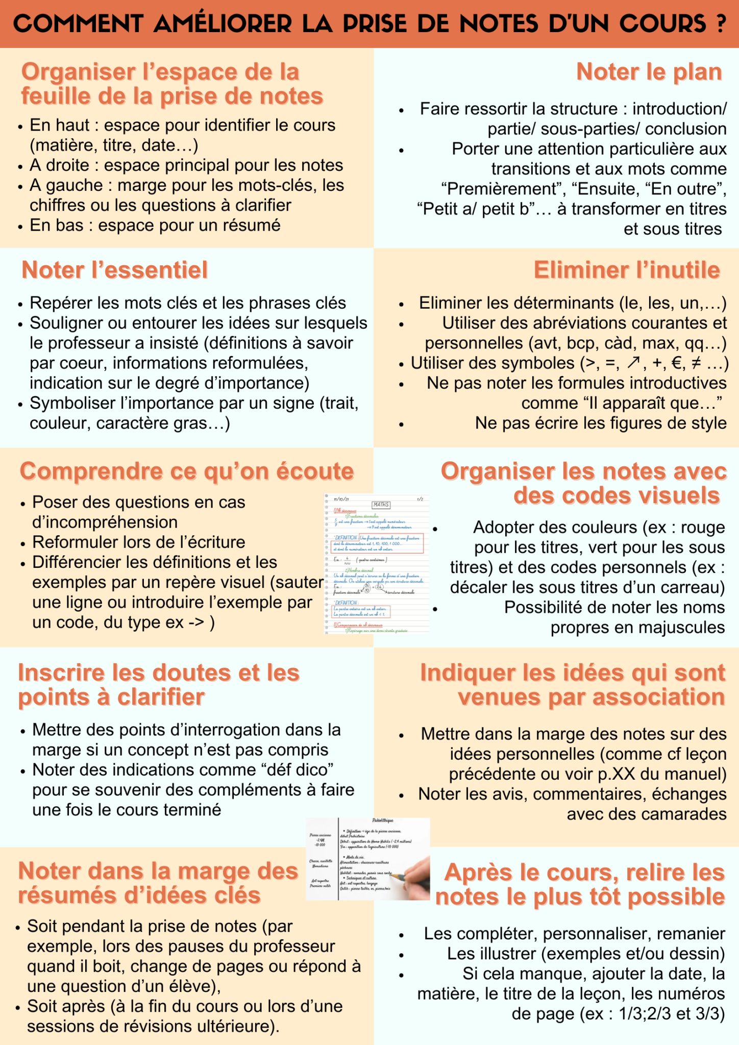 Comment améliorer la prise de notes d'un cours