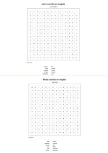 grilles de mots cachés en anglais sur les jours et les mois - Apprendre ...