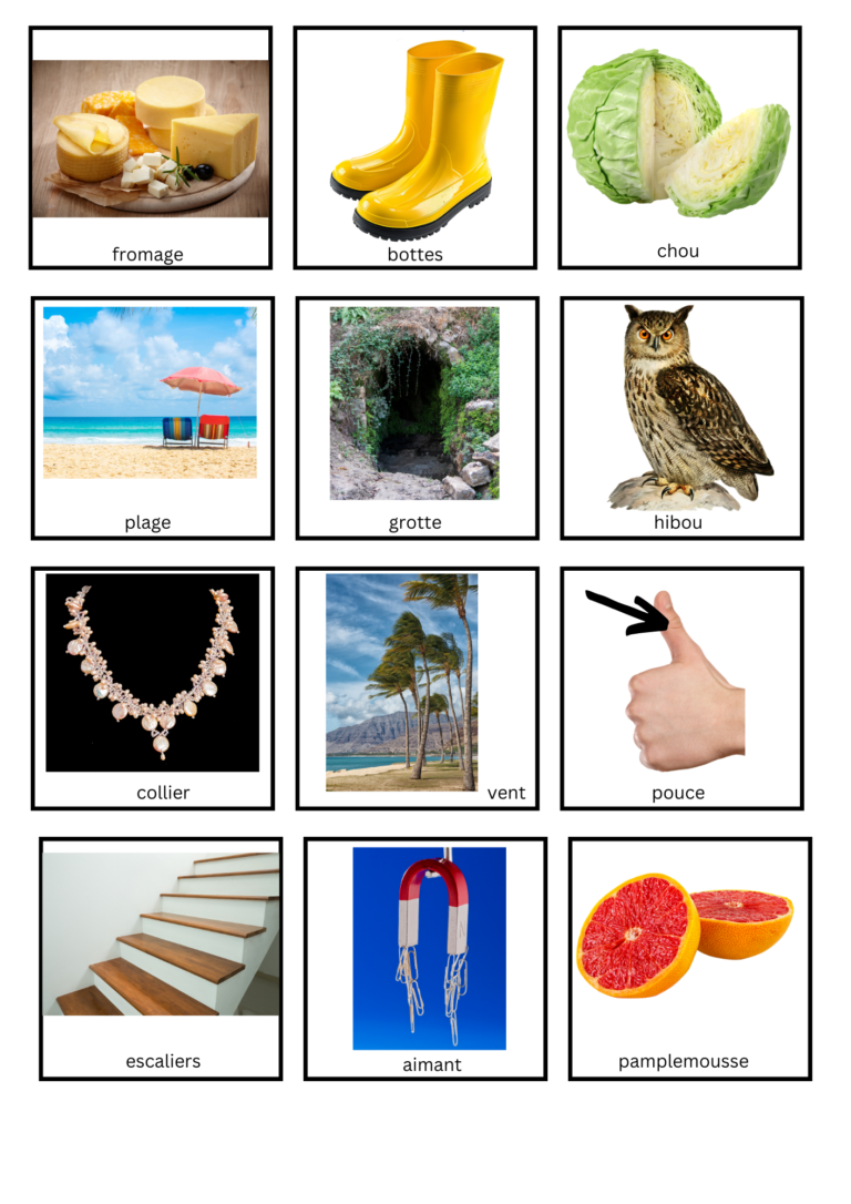 Jeu de rime pour la maternelle : 36 cartes pour trouver les rimes finales