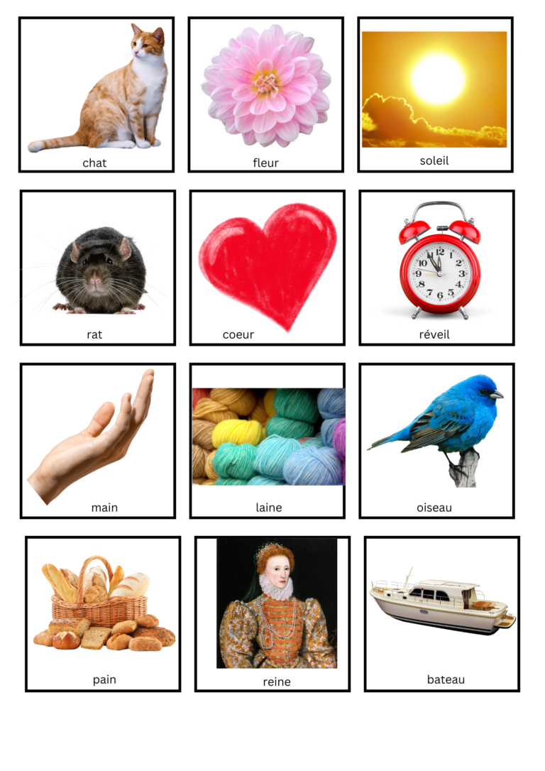 Jeu de rime pour la maternelle : 36 cartes pour trouver les rimes finales