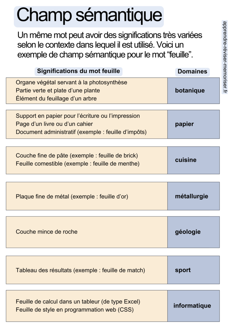 Champ sémantique (définition et exemples en français)